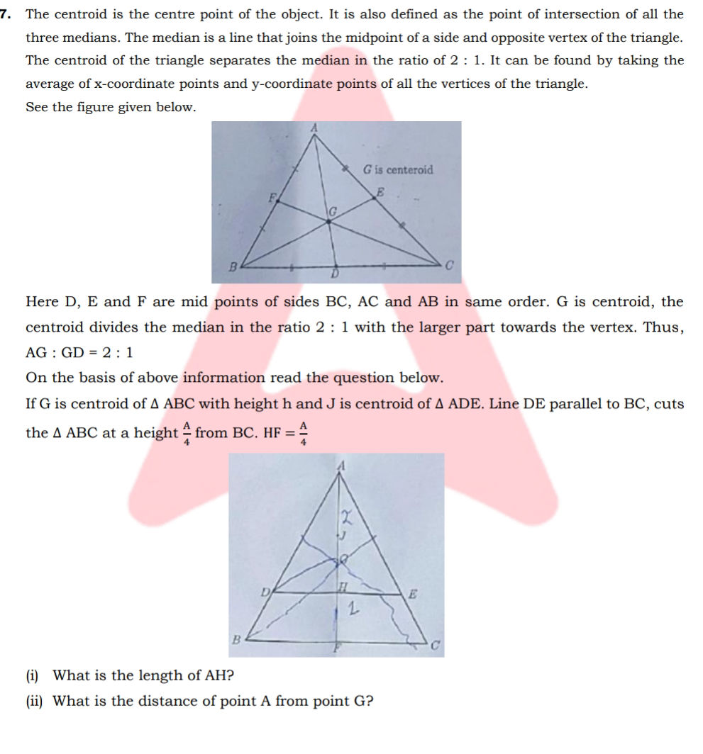 7 The centroid is the centre point of the | StudyX