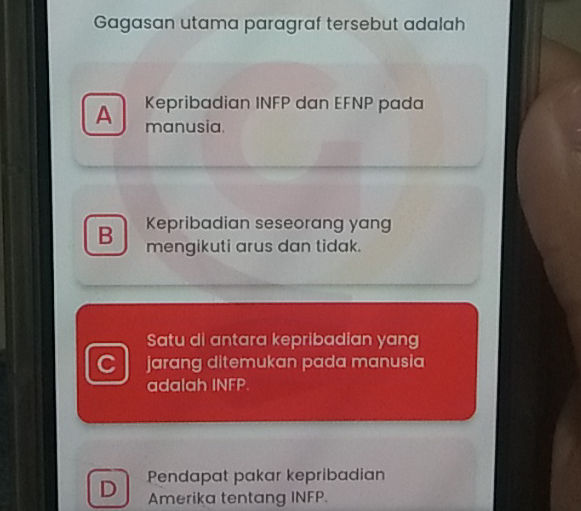 Gagasan utama paragraf tersebut adalah A | StudyX