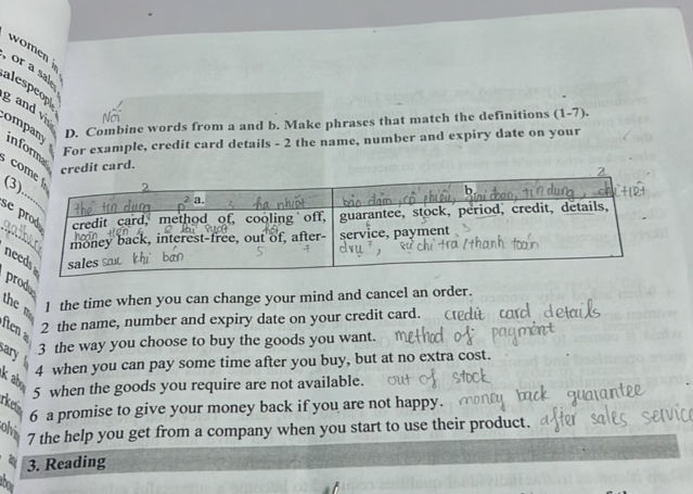 D Combine words from a and b Make phrases | StudyX