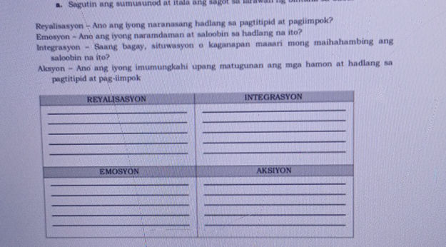 a Sagutin ang sumusunod at itala ang sagot | StudyX