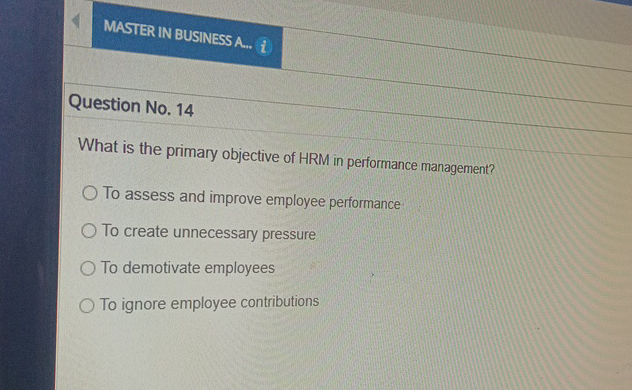 Question No 14 What is the primary objective | StudyX