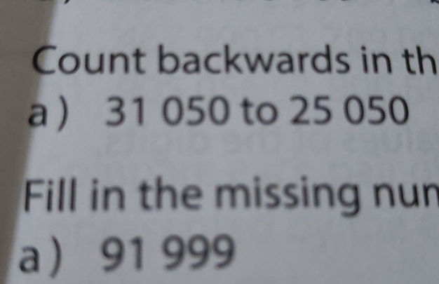 Count backwards in the following a) 31 050 | StudyX