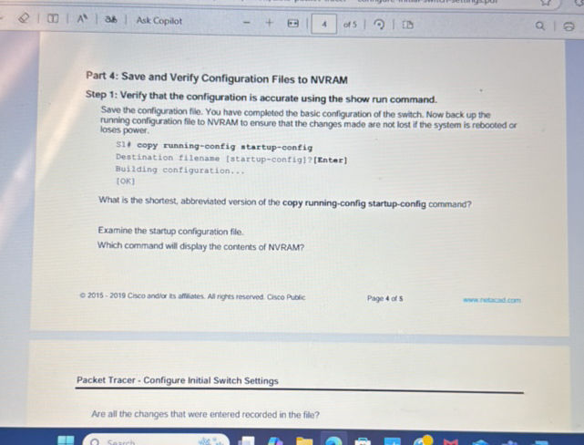 Part 4 Save and Verify Configuration Files | StudyX