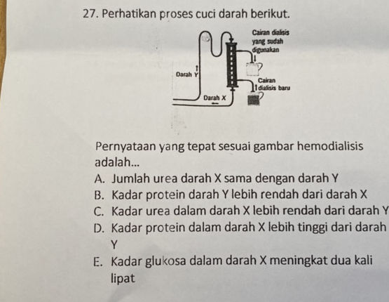 27 Perhatikan proses cuci darah berikut | StudyX