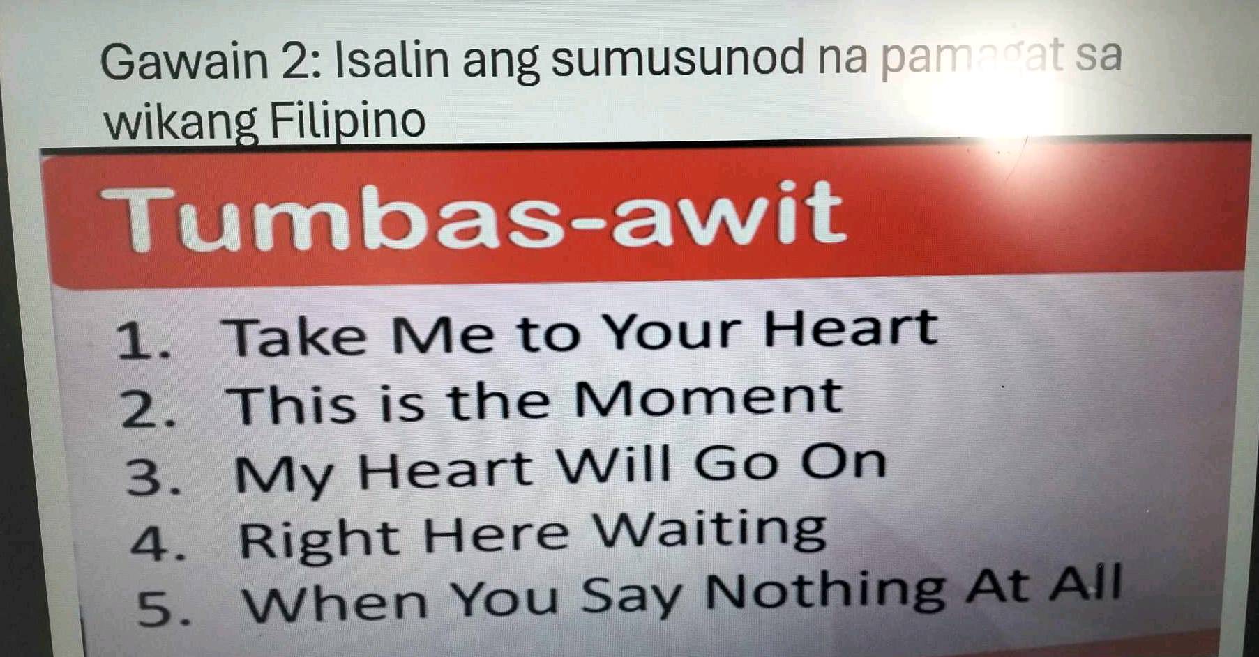 Gawain 2 Isalin ang sumusunod na pamagat sa | StudyX