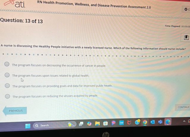 A nurse is discussing the Healthy People