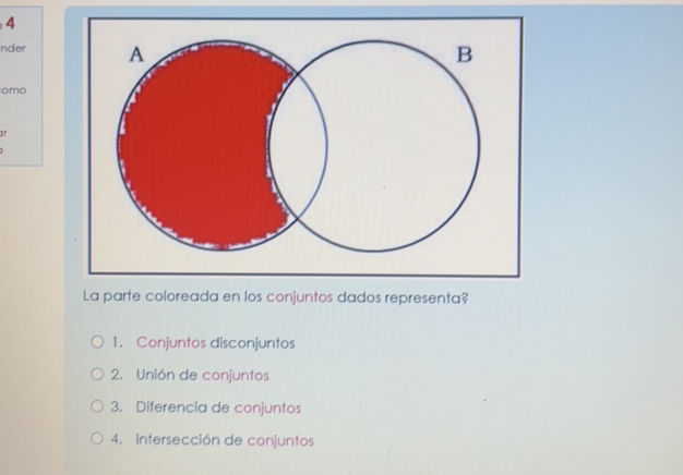 La parte coloreada en los conjuntos dados | StudyX