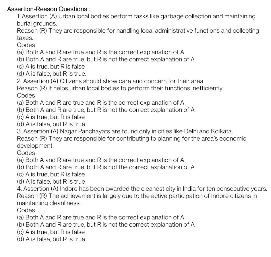 Assertion-Reason Questions 1 Assertion (A) | StudyX
