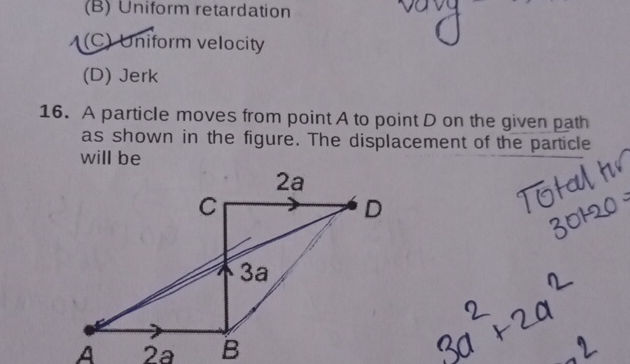 16 A particle moves from point A to point D | StudyX