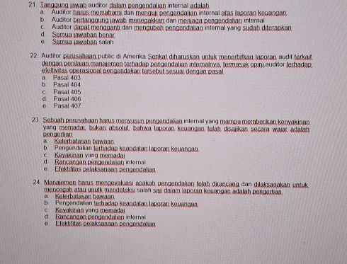 21 Tanggung jawab auditor dalam pengendalian | StudyX
