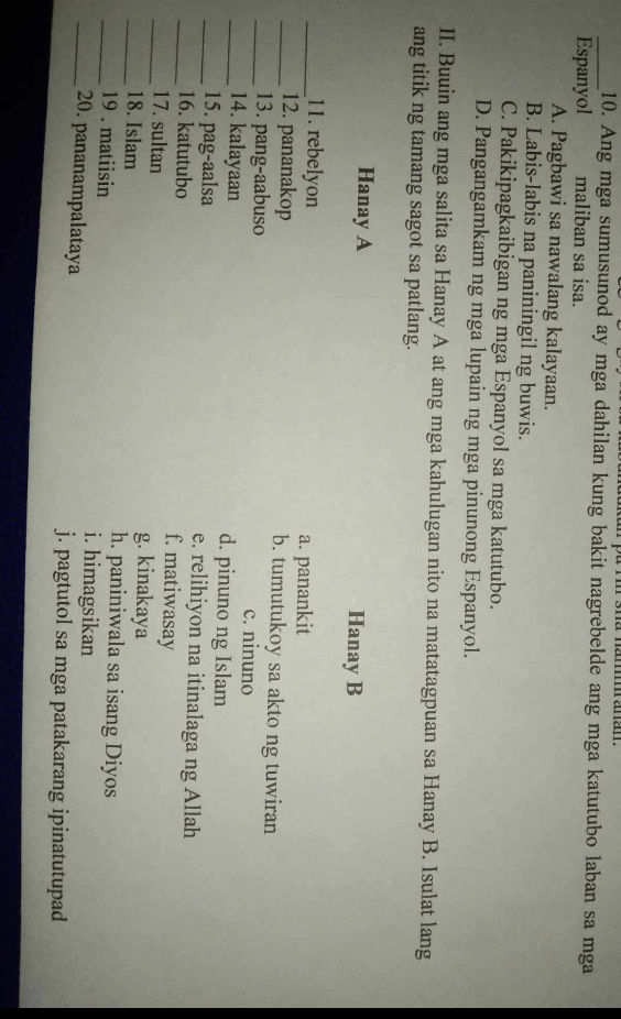 10 Ang mga sumusunod ay mga dahilan kung | StudyX