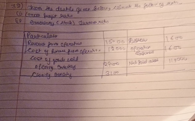 32) From the details given below calculate | StudyX