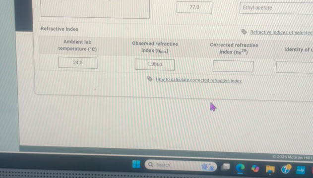Refractive index Ambient lab temperature (C) | StudyX