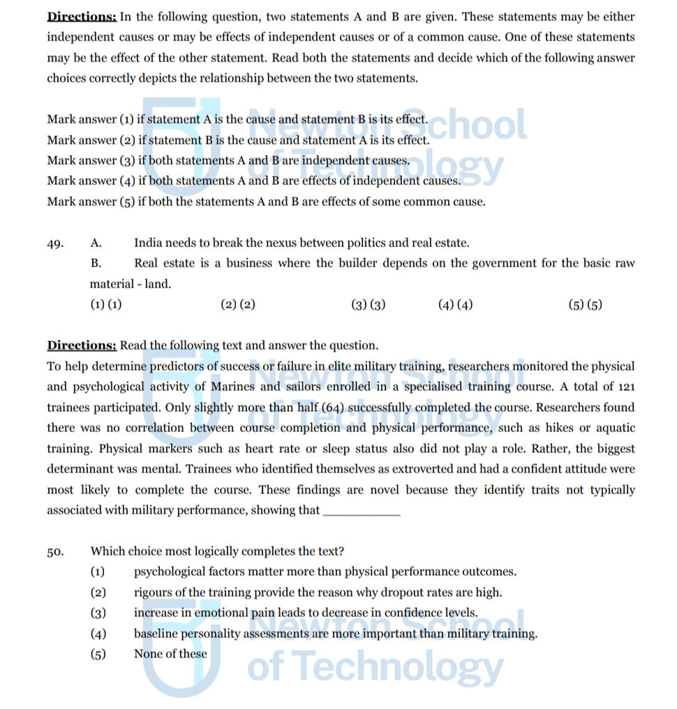 Directions In the following question two | StudyX