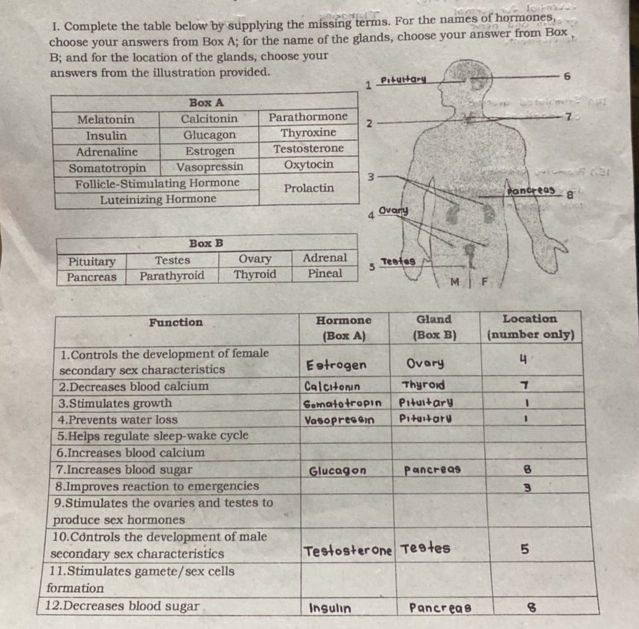 I Complete the table below by supplying the | StudyX