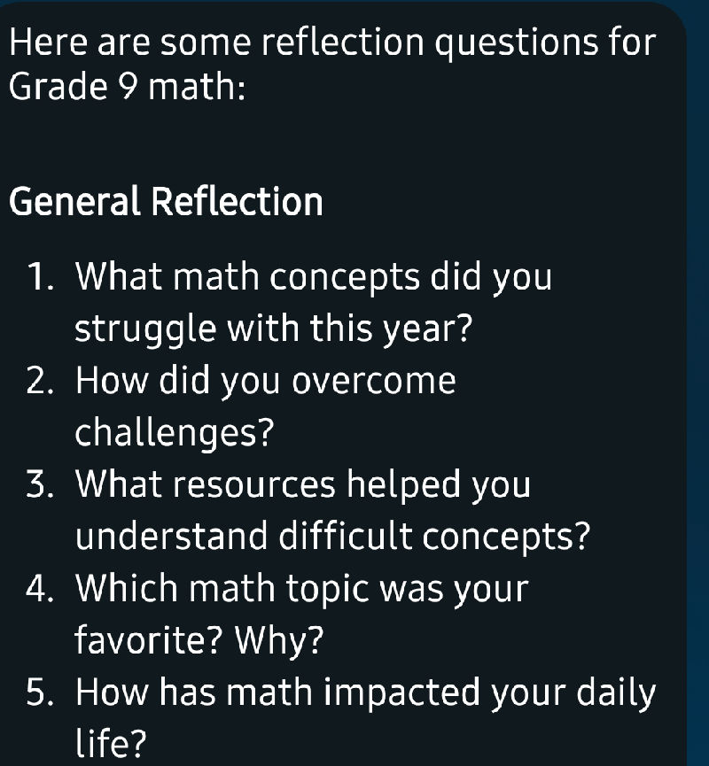 Here are some reflection questions for Grade | StudyX