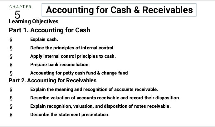 CHAPTER 5 Accounting for Cash Receivables
