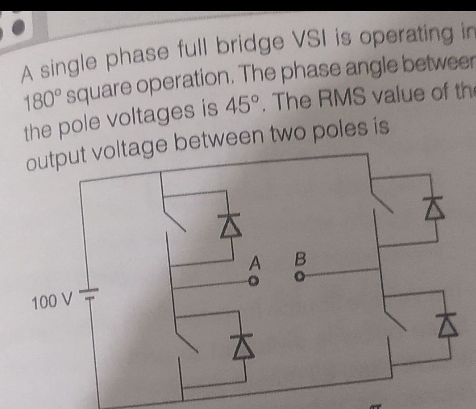 A single phase full bridge VSI is operating | StudyX