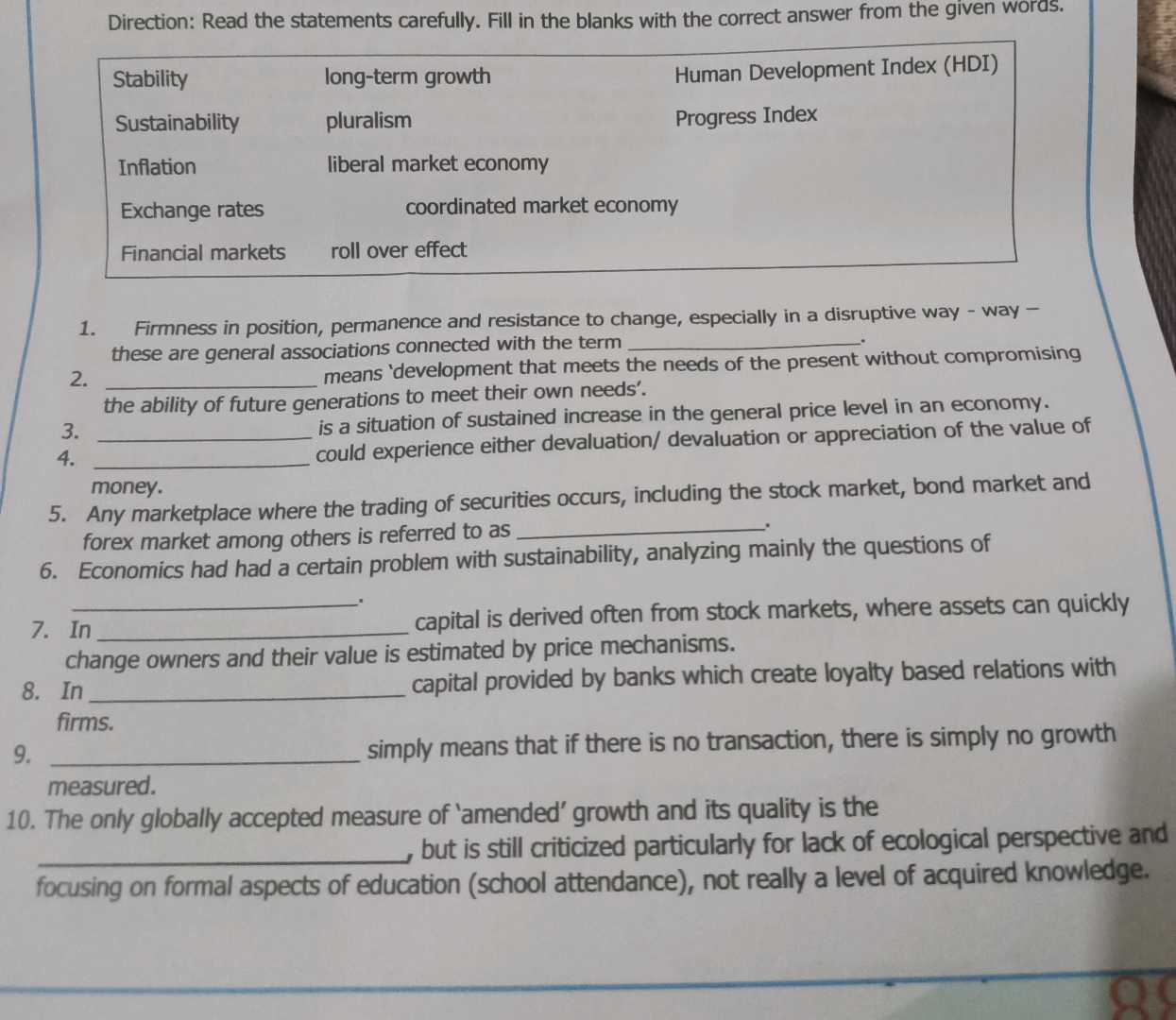 Direction Read the statements carefully Fill | StudyX