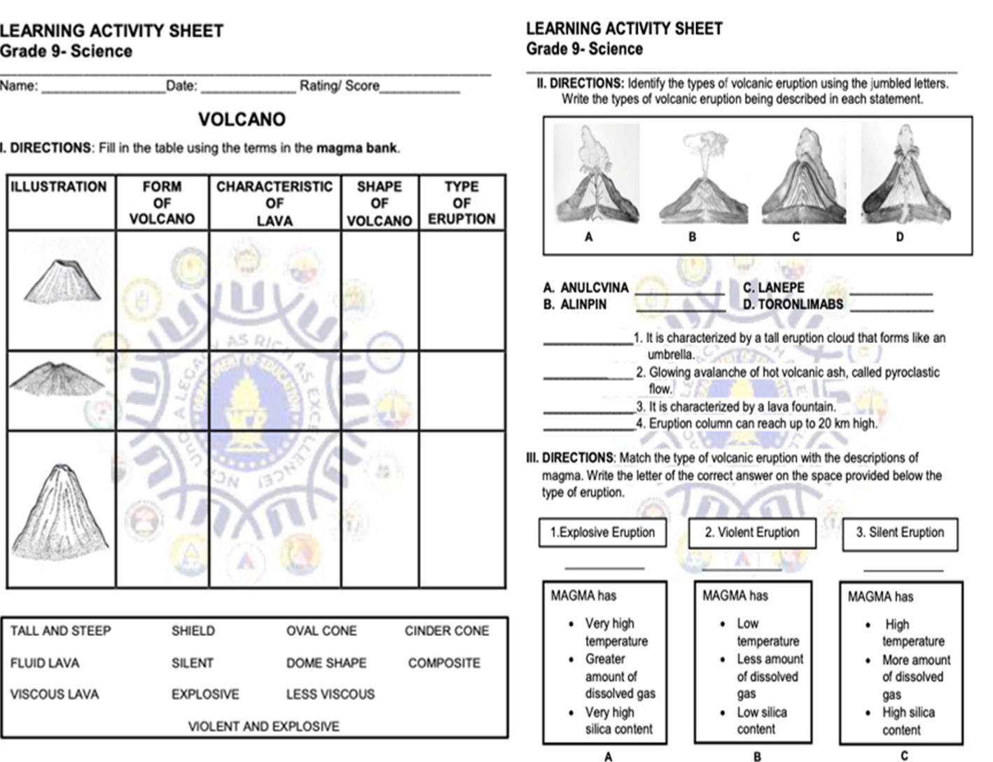 LEARNING ACTIVITY SHEET Grade 9- Science | StudyX