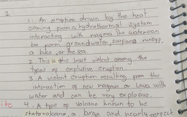 1 An eruption driven by the heat coming from | StudyX