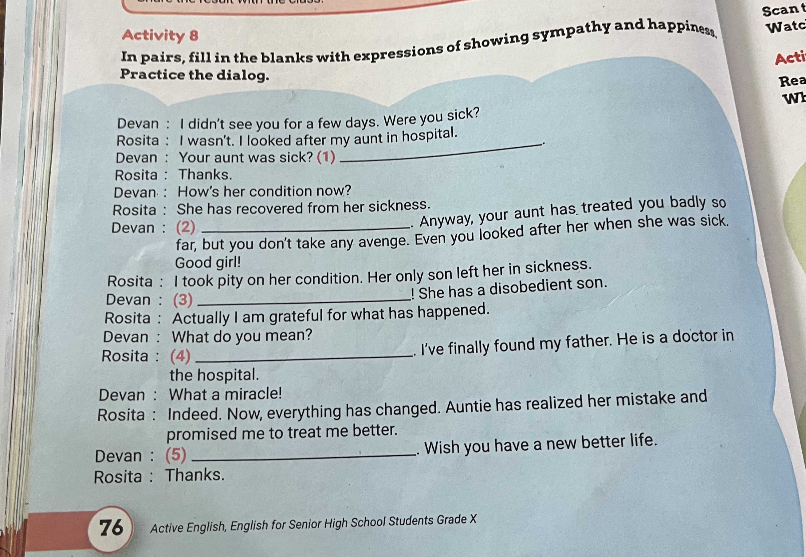 Activity 8 In pairs fill in the blanks with | StudyX