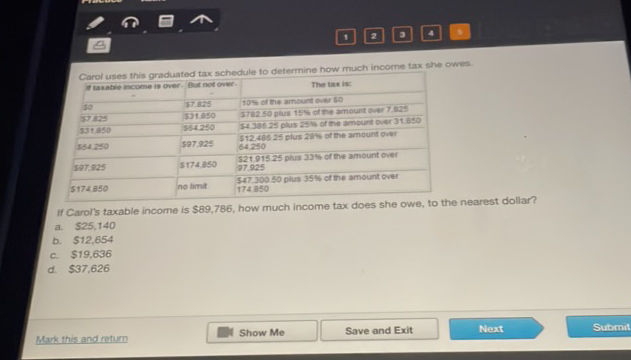 Carol uses this graduated tax schedule to | StudyX