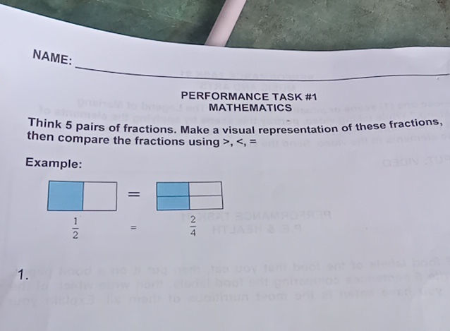 PERFORMANCE TASK 1 MATHEMATICS Think 5 pairs | StudyX