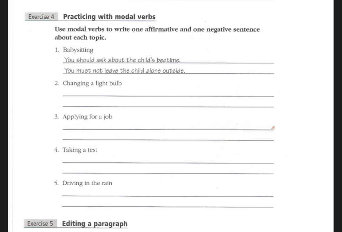 Exercise 4 Practicing with modal verbs Use | StudyX