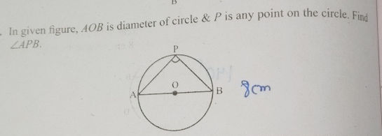 In given figure AOB is diameter of circle P