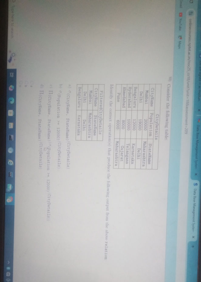 Consider the following table CityName Mumbai | StudyX
