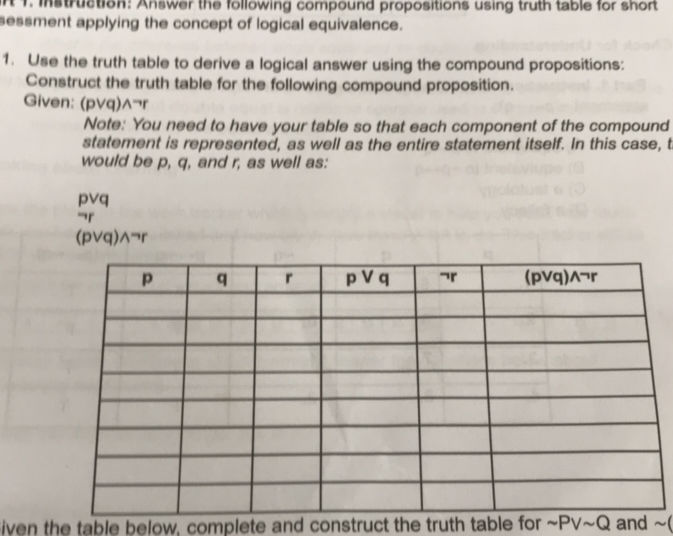 1 Use the truth table to derive a logical | StudyX