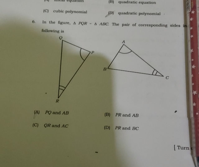 6 In the figure PQR ABC The pair of | StudyX