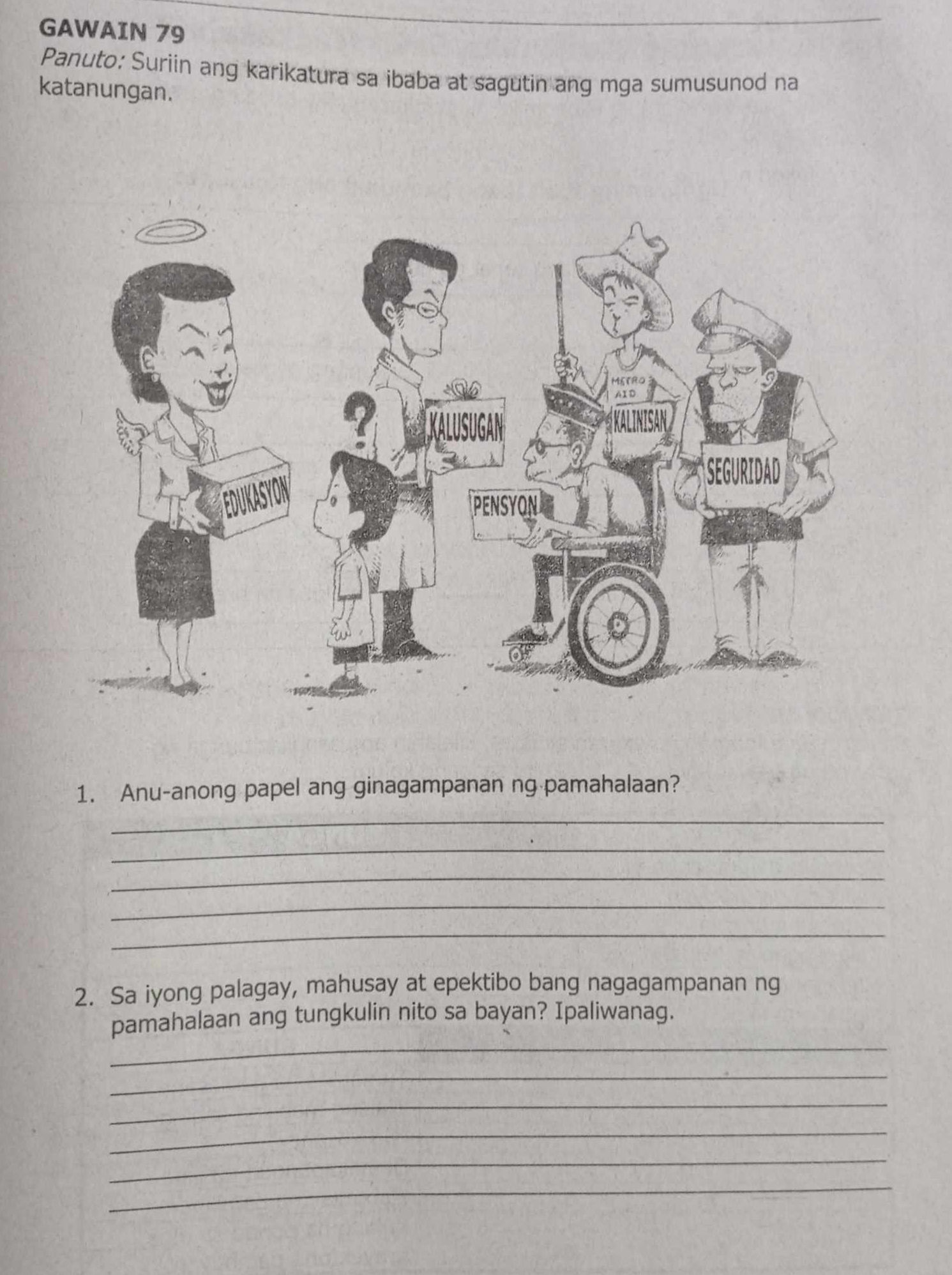 GAWAIN 79 Panuto Suriin ang karikatura sa | StudyX