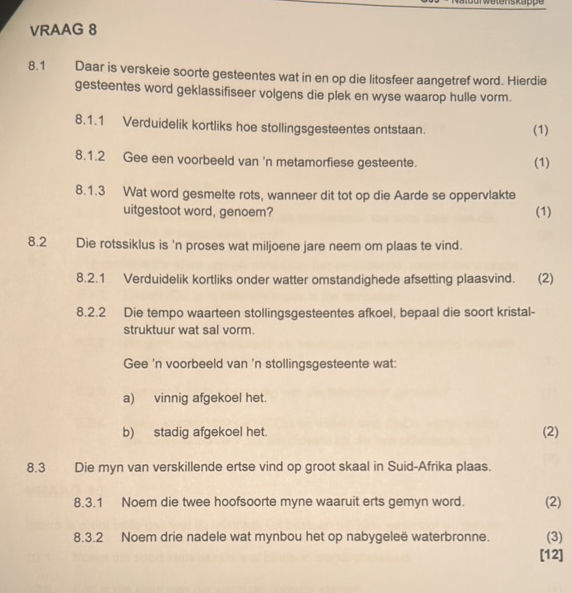 VRAAG 8 81 Daar is verskeie soorte | StudyX