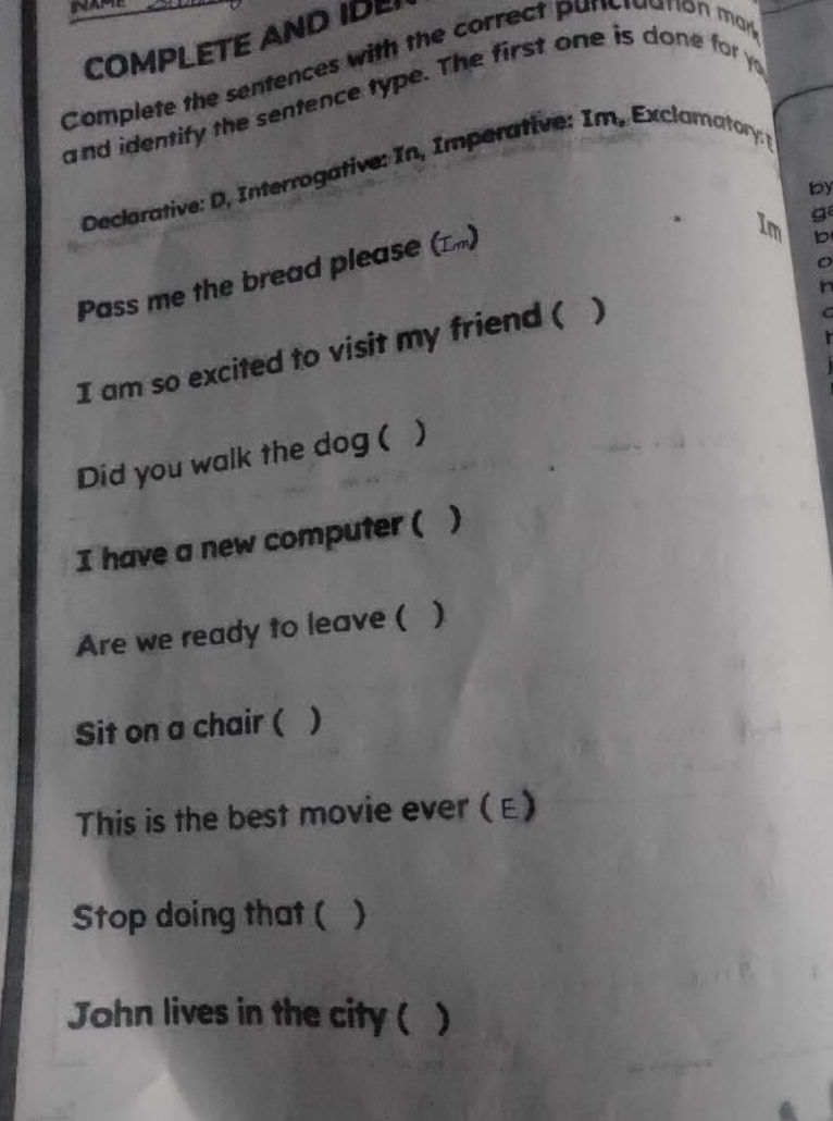 COMPLETE AND IDENTIFY Complete the sentences | StudyX