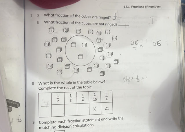 7 a What fraction of the cubes are ringed 3 | StudyX