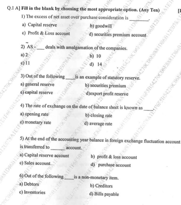 Q1 A Fill in the blank by choosing the most | StudyX