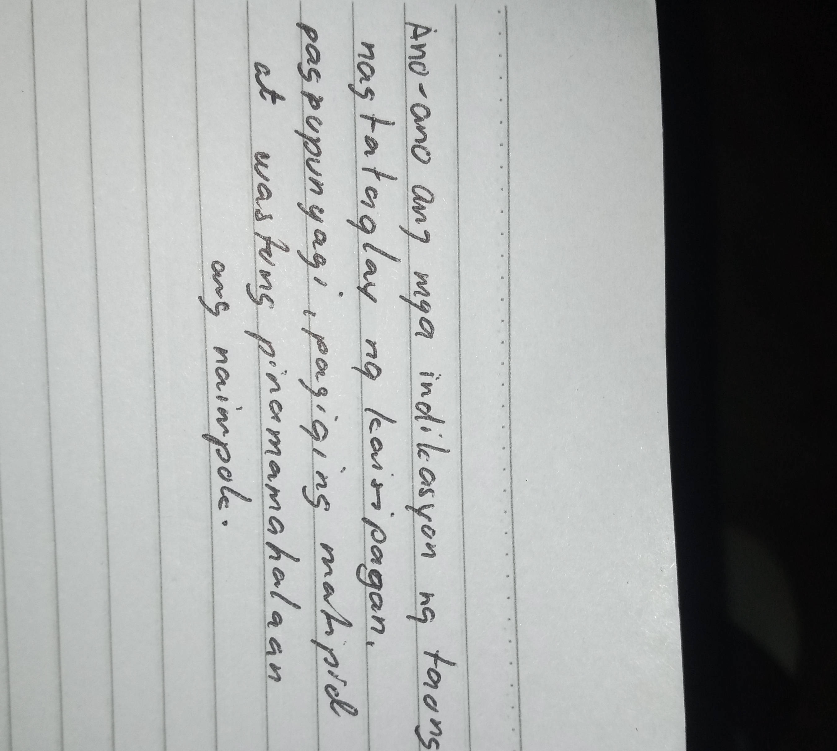 Ano-ano ang mga indikasyon ng taong | StudyX
