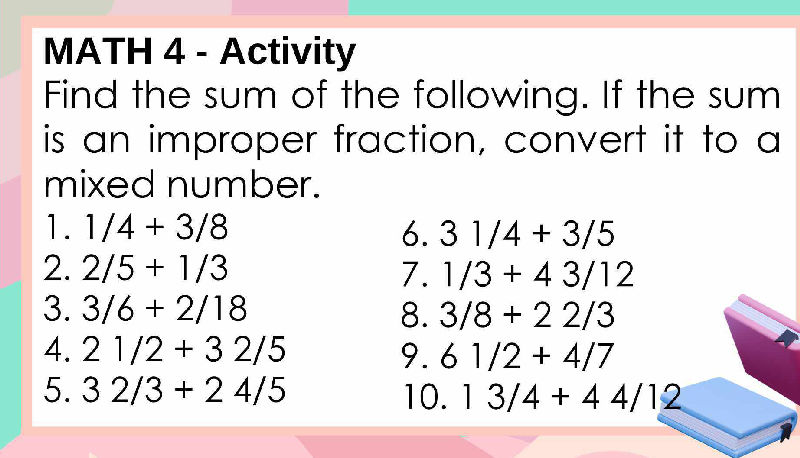 MATH 4 - Activity Find the sum of the | StudyX