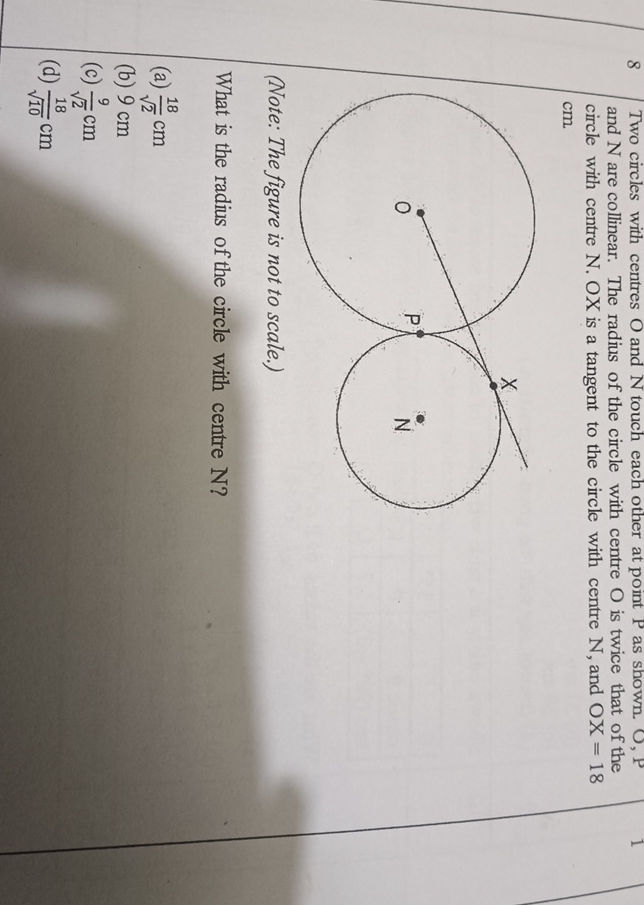 8 Two circles with centres O and N touch | StudyX