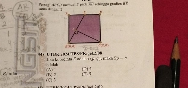 Persegi ABCD memuat E pada AD sehingga | StudyX
