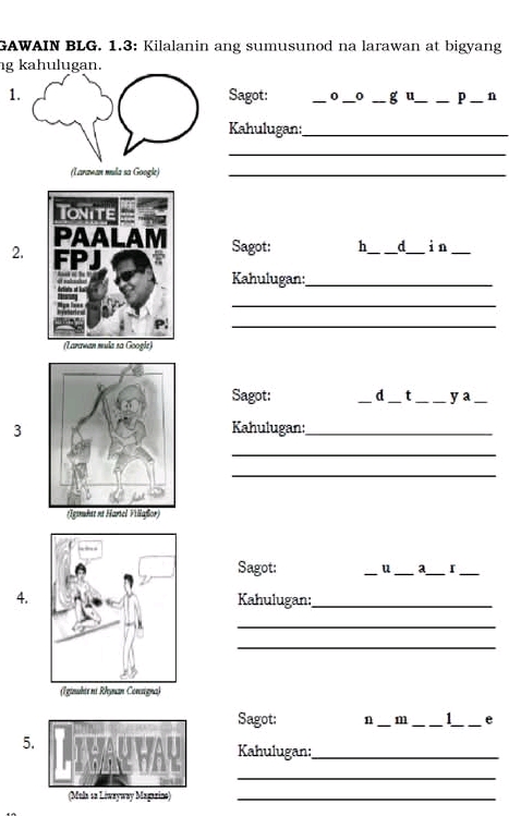 GAWAIN BLG 13 Kilalanin ang sumusunod na | StudyX