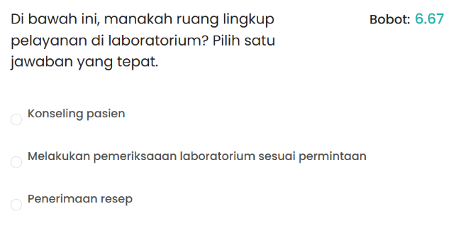 Di bawah ini manakah ruang lingkup pelayanan | StudyX