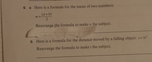6 a Here is a formula for the mean of two | StudyX
