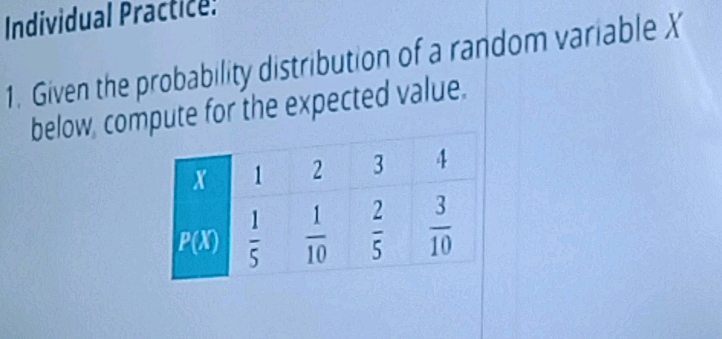 1 Given the probability distribution of a | StudyX