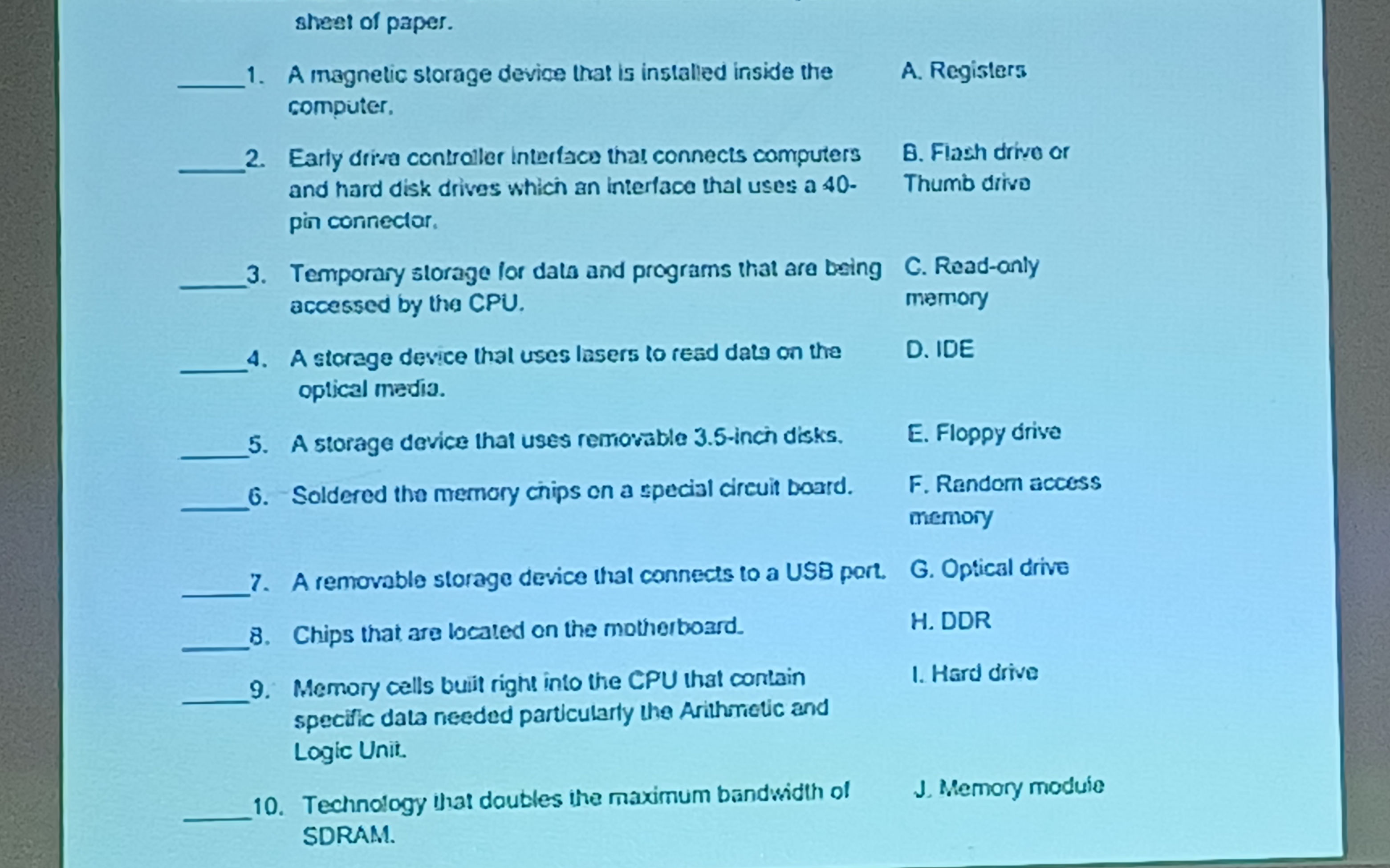 sheet of paper 1 A magnetic storage device | StudyX