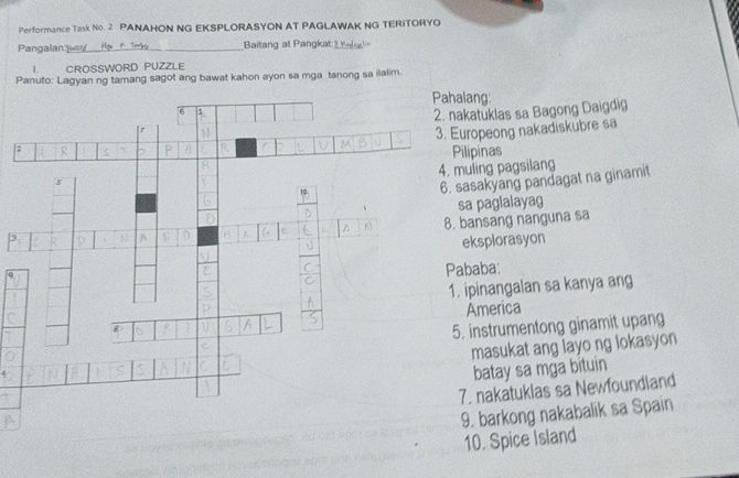 Performance Task No 2 PANAHON NG | StudyX