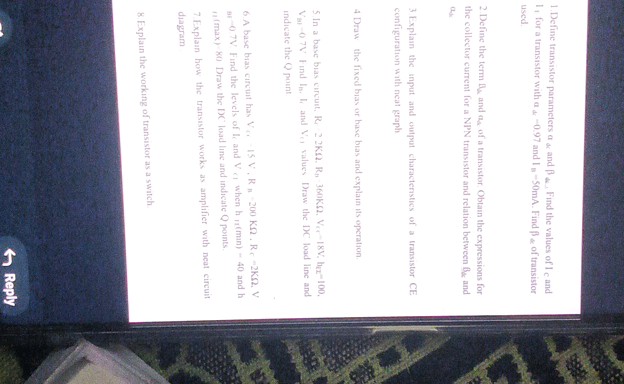 1 Define transistor parameters and Find | StudyX