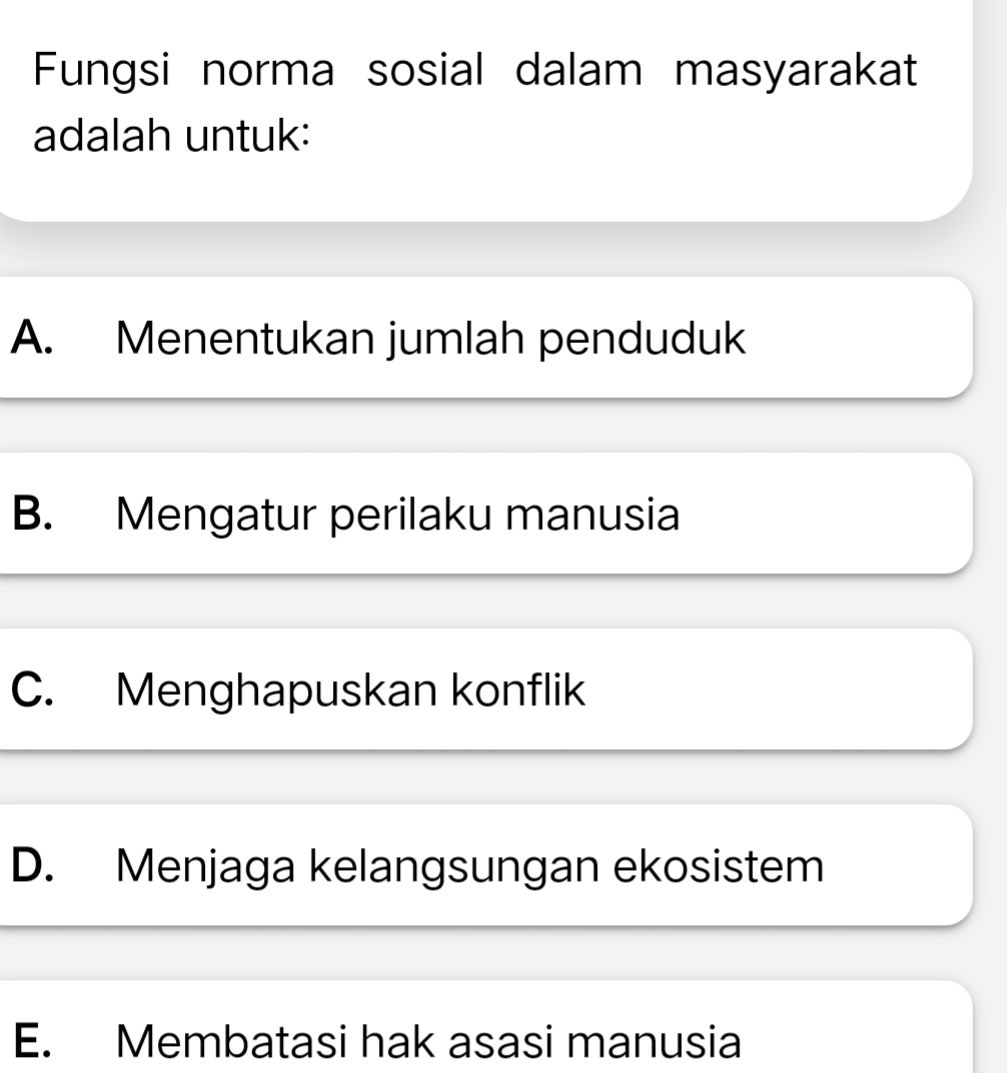 Fungsi norma sosial dalam masyarakat adalah | StudyX